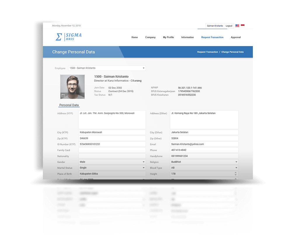 HR Software Indonesia - Sigma HRIS Employee Self Service