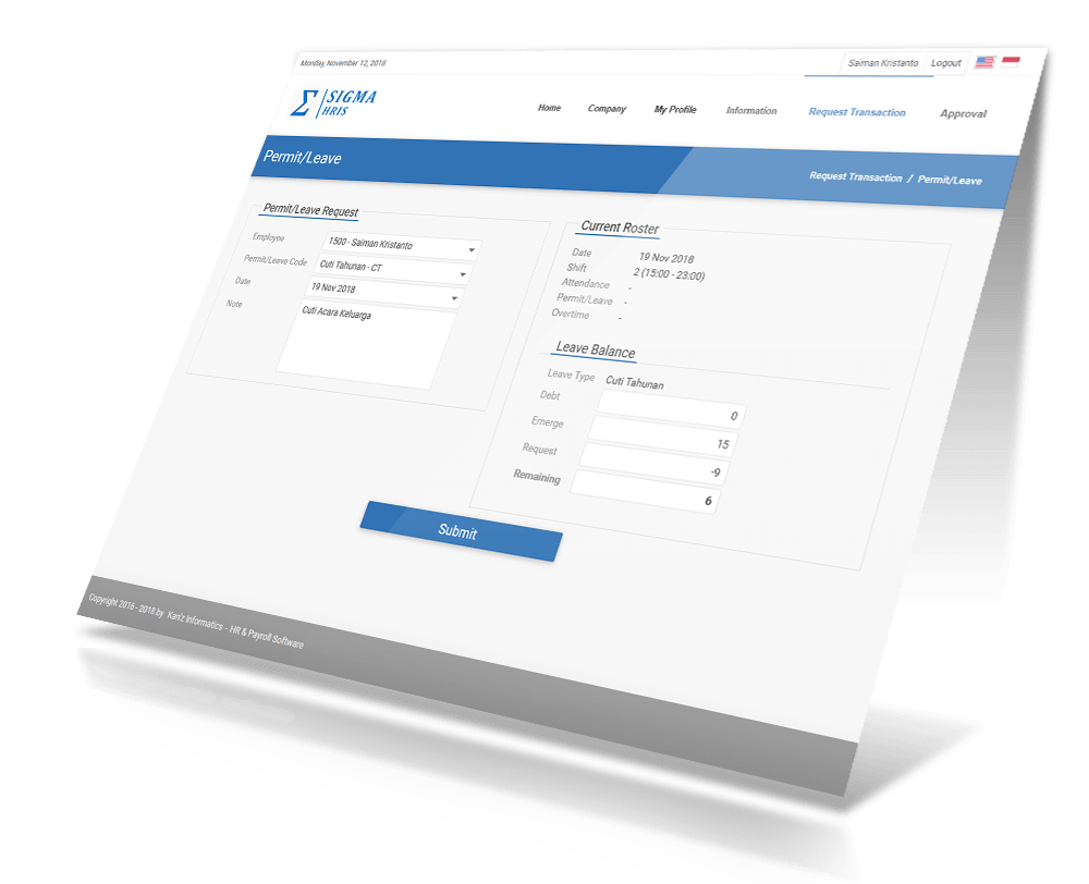 HR Software Indonesia - Sigma HRIS Employee Self Service